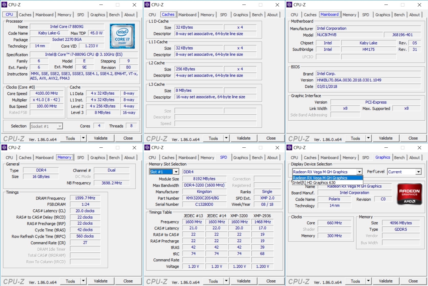 Intel NUC Kit NUC8i7HVK - CPU-Z Screenshot | Hardware-Inside Forum Intel NUC Kit NUC8i7HVK - CPU-Z Screenshot | Hardware-Inside Forum